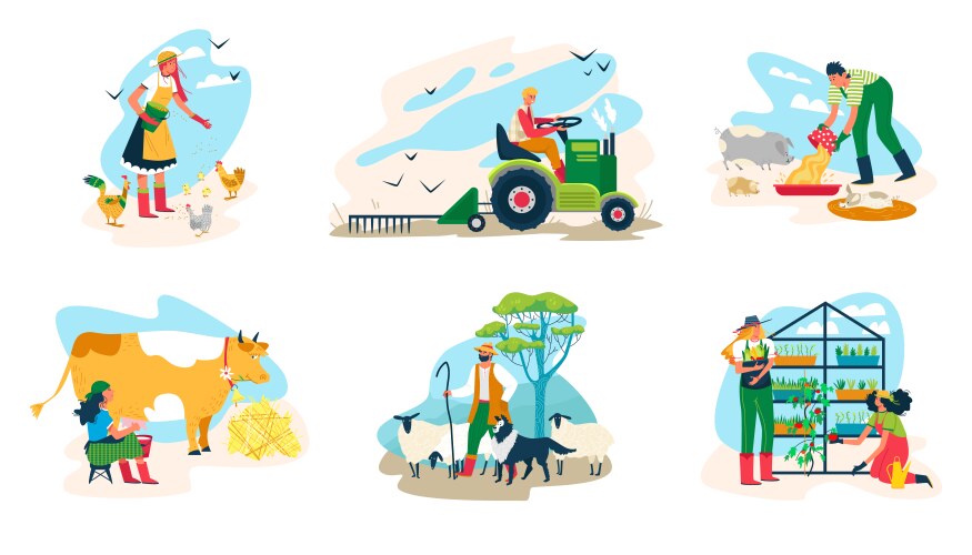 Smart farmer and farming concept Royalty Free Vector Image