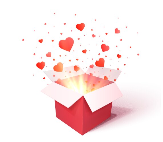 Open gift box with confetti burst Royalty Free Vector Image