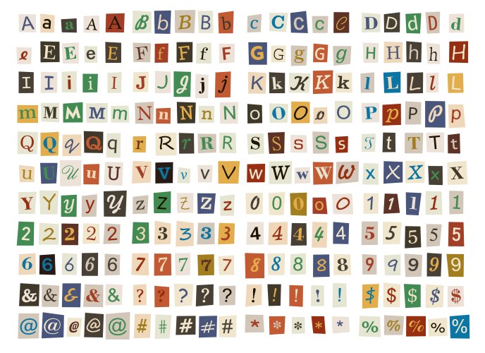 Newspaper Alphabet Vector Images (over 5,000)