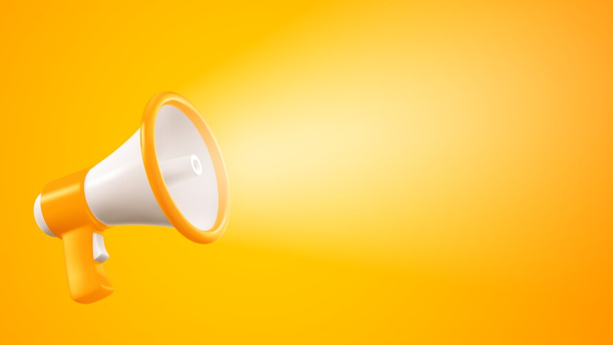 Grand opening advertising banner with 3d megaphone