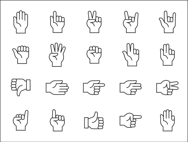 Hands gesture icon set hand finger signs Vector Image