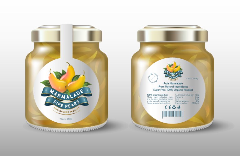 Honey label design bee glass jar sticker packaging