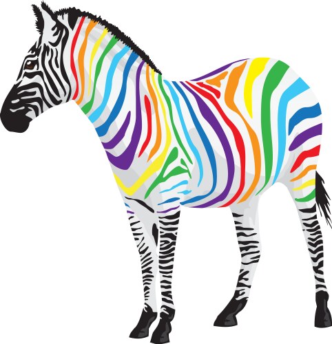 Colored striped zebra Royalty Free Vector Image