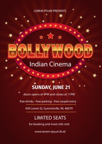Bollywood party poster template Royalty Free Vector Image