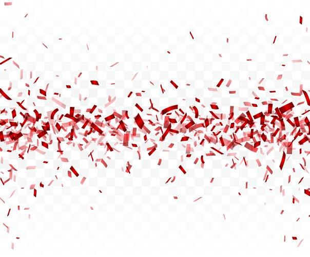 Red confetti isolated on transparent background Vector Image