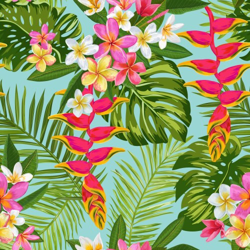 Tropical flower pattern Royalty Free Vector Image