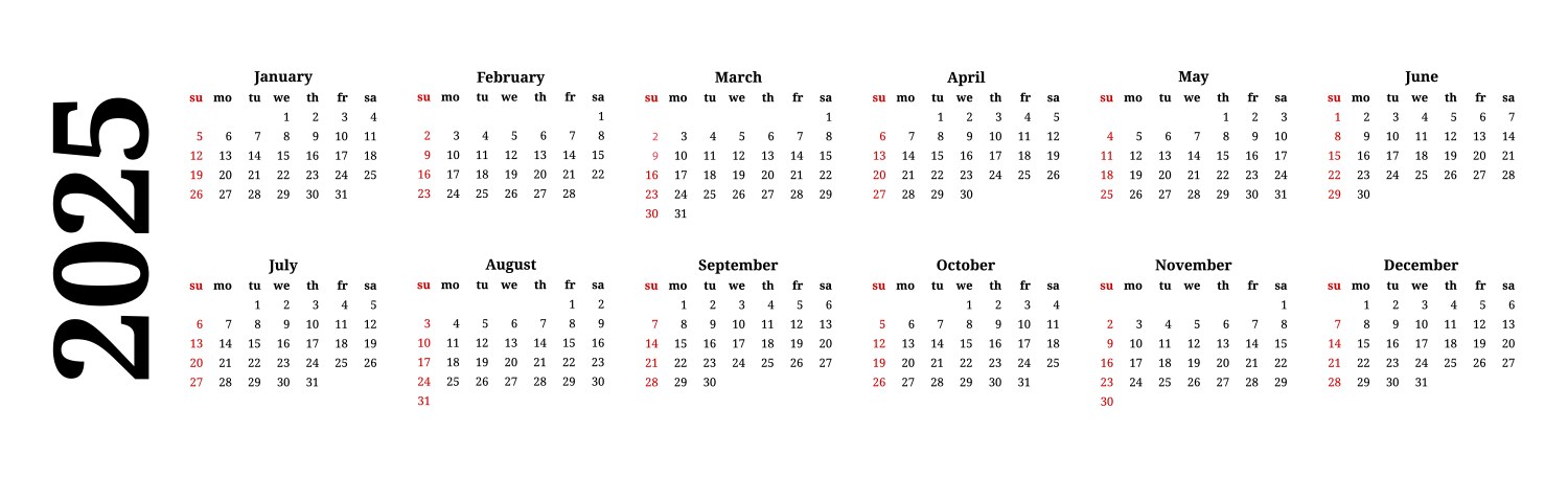 Calendar for 2025 isolated on a white background Vector Image