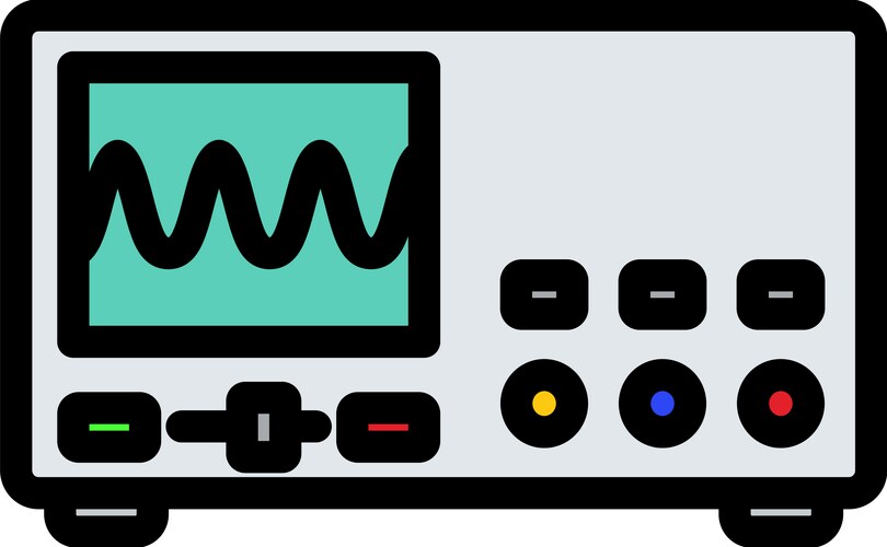 Oscilloscope showing sinusoidal signal icon Vector Image