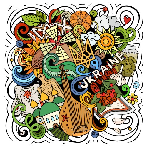 Ukraine cartoon doodle funny Royalty Free Vector Image