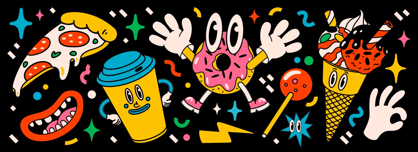 Cartoon comic characters crazy cartoons Royalty Free Vector