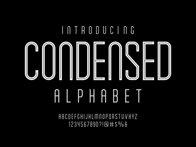 Thick condensed typeface display font Royalty Free Vector Thick condensed typeface display font Royalty Free Vector