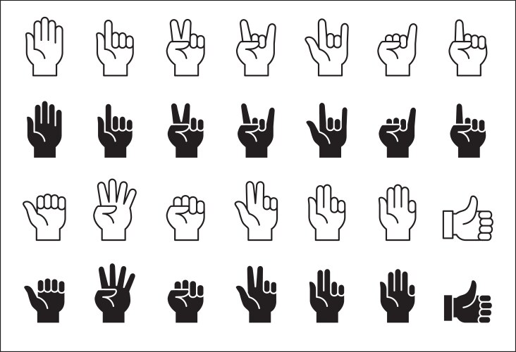 Hands gesture icon set hand finger signs Vector Image