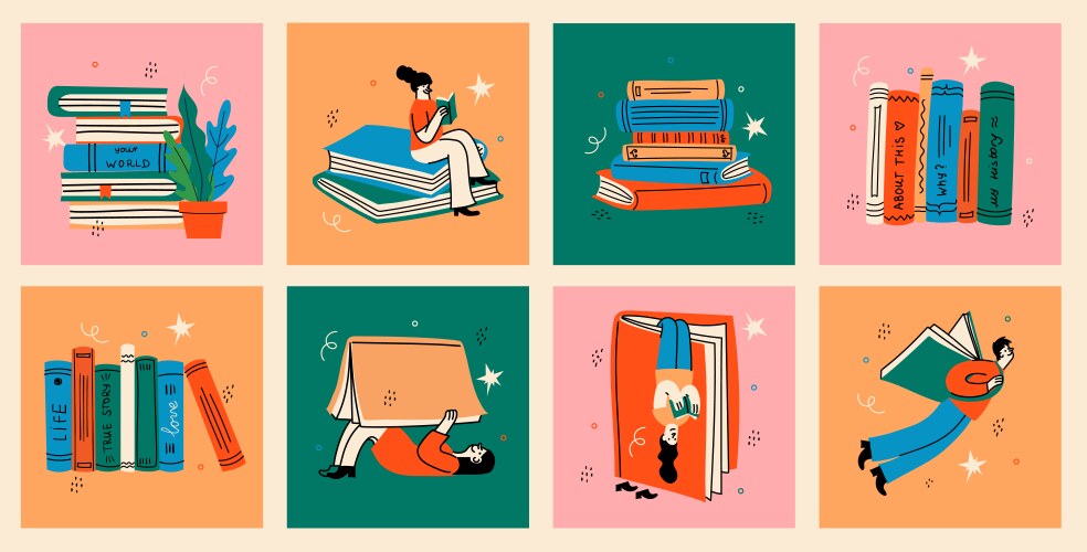 World book day graphics - week events modern Vector Image