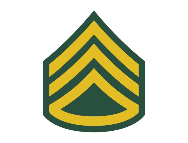 First sergeant 1sg soldier military rank insignia Vector Image