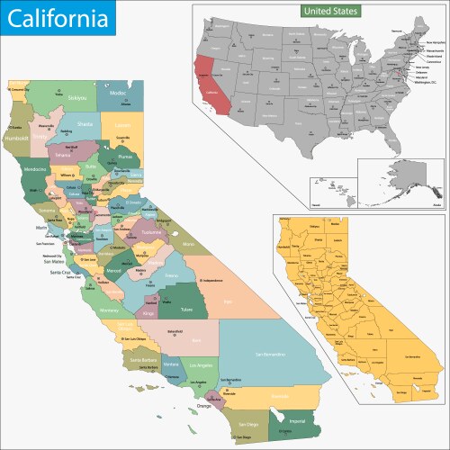California road map Royalty Free Vector Image - VectorStock