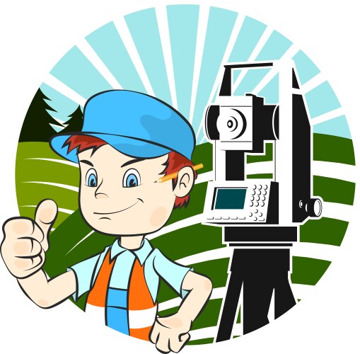 Cartoon land surveyor Royalty Free Vector Image