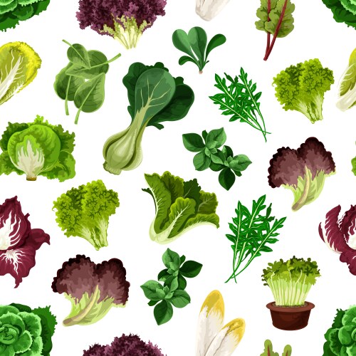 Leafy vegetables and greens seamless pattern Vector Image