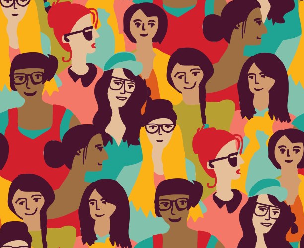 Crowd women color seamless pattern Royalty Free Vector Image