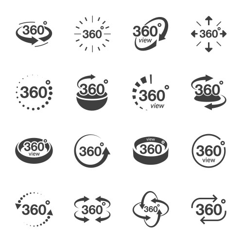 360 degree icons set Royalty Free Vector Image