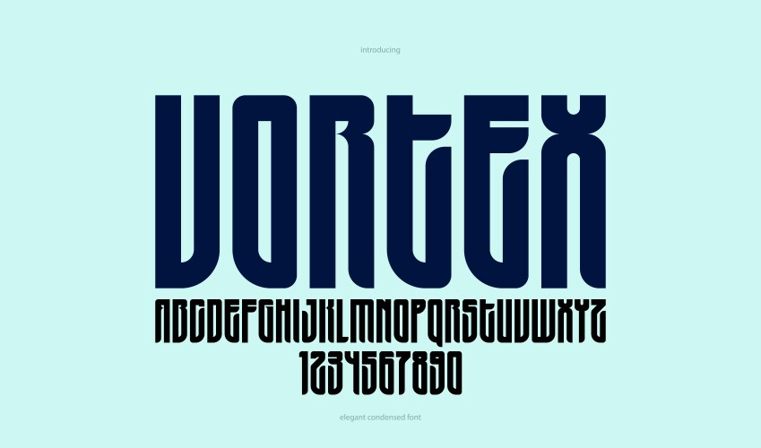 Geometric condensed sans serif typeface tall Vector Image