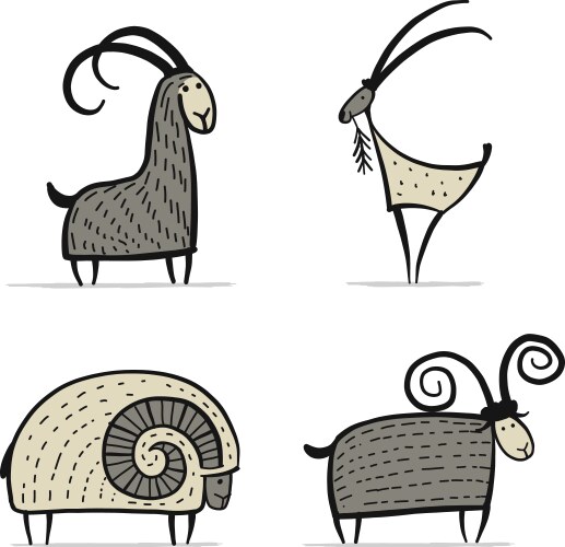 Goats and rams collection for your design Vector Image