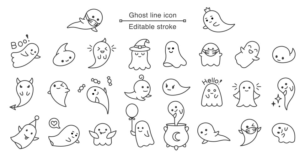 Halloween Ghost Cartoon Clip Art Black and White Vector Images (over 2,800)