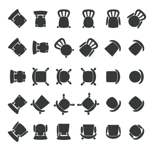 Office interior elements top view set Royalty Free Vector
