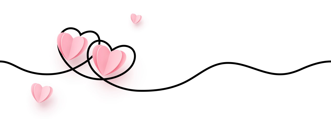 Continuous line heart shape border with realistic Vector Image