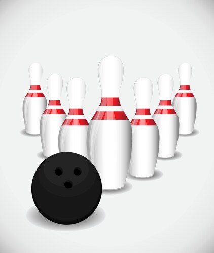 Bowling pins ball engraving Royalty Free Vector Image
