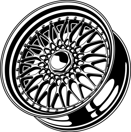 Wheel car black and white Royalty Free Vector Image