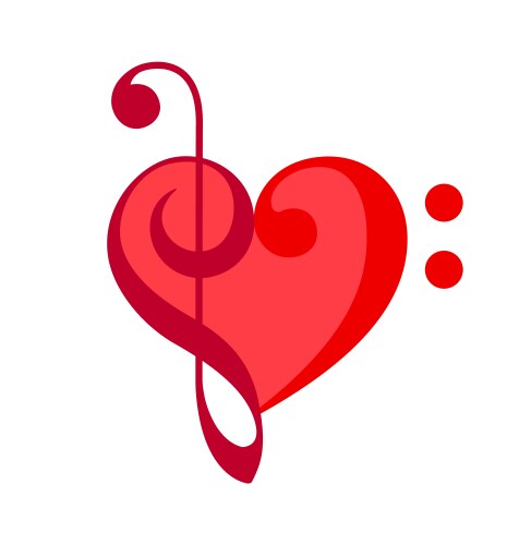 Treble clef set with heart Royalty Free Vector Image