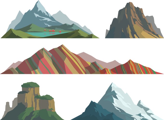 Ice peak mountain green meadow at foothills Vector Image