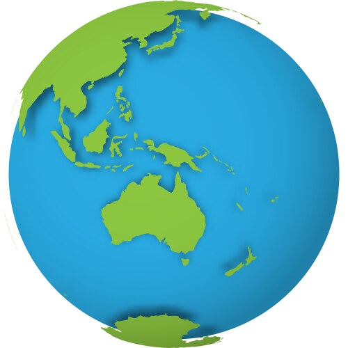 Natural earth globe 3d world map with green lands Vector Image