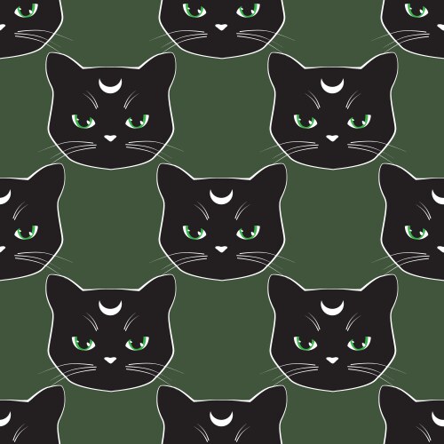 Black cat seamless pattern halloween background Vector Image