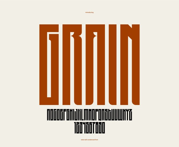 Geometric condensed sans serif typeface tall Vector Image