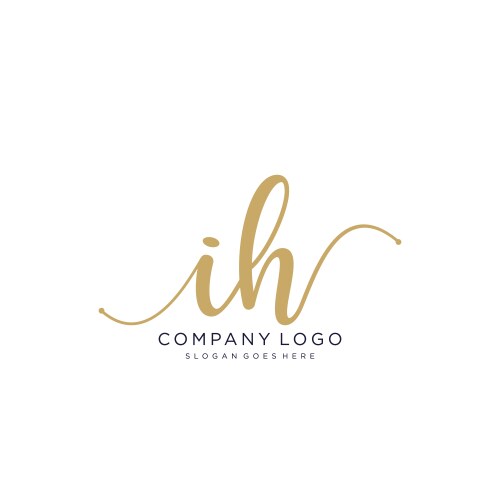 Ih initial handwriting logo design Royalty Free Vector Image