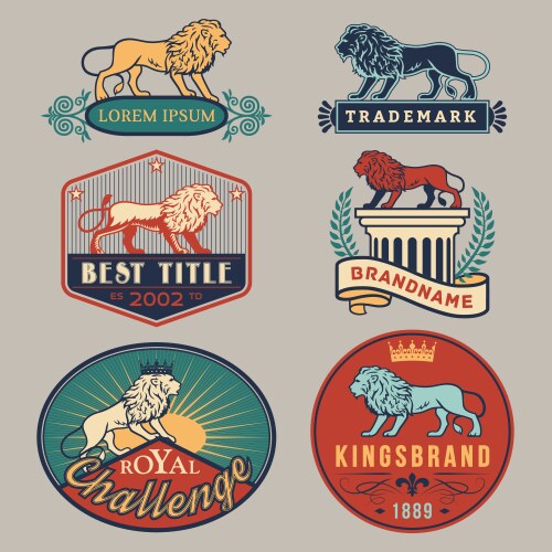 Lion labels white Royalty Free Vector Image - VectorStock