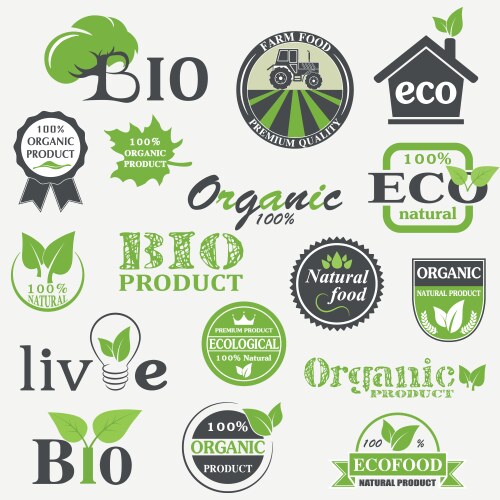 Organic and genuine product labels Royalty Free Vector Image