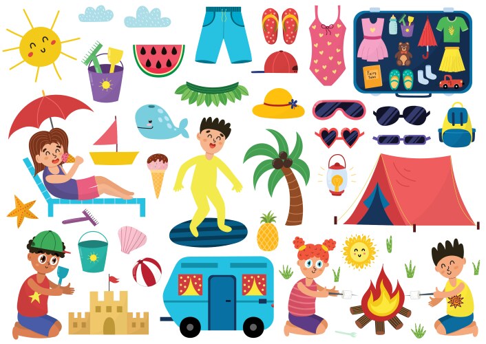 Summer clipart for kids Royalty Free Vector Image