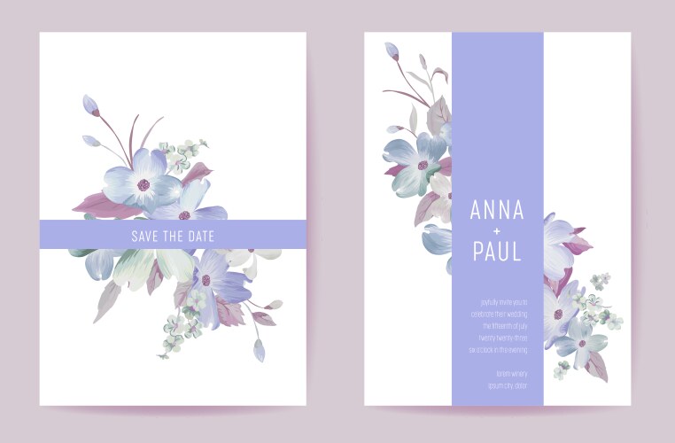 Spring flowers invitation template card Royalty Free Vector