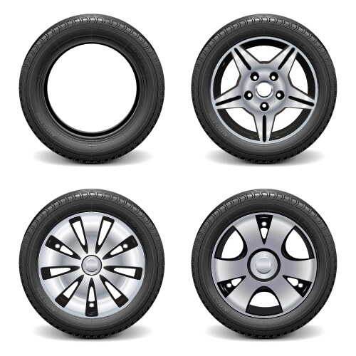 Realistic car wheels set Royalty Free Vector Image