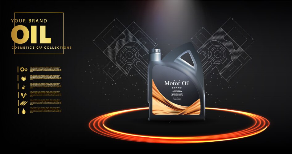 Engine oil advertisement background Royalty Free Vector