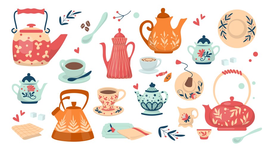 Cartoon ceramic crockery kitchen cookware Vector Image