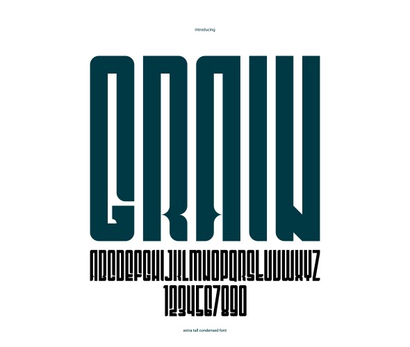 Geometric condensed sans serif typeface tall Vector Image