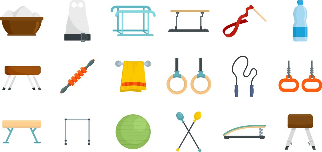 Gymnastics equipment icons set cartoon gym Vector Image