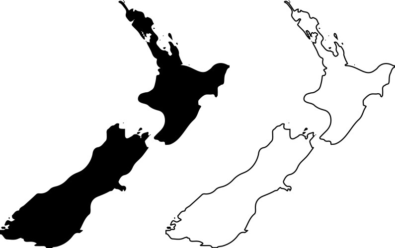 New zealand map - high detailed black Royalty Free Vector