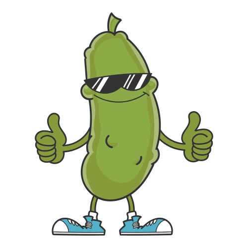 Cartoon happy pickle giving a thumb up Royalty Free Vector