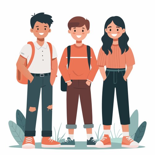 Students group people learning education Vector Image