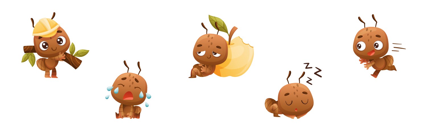 Cute little ant character engaged in different Vector Image