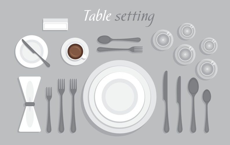 Set of place setting formal dinner Royalty Free Vector Image